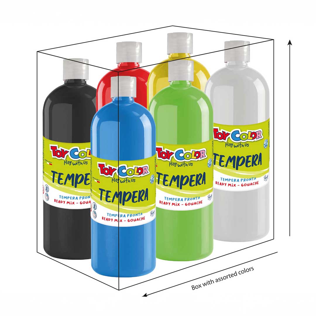 Colorbox 6 bottles of ready tempera 1000 ml – Toy Color by Pasuto Srl