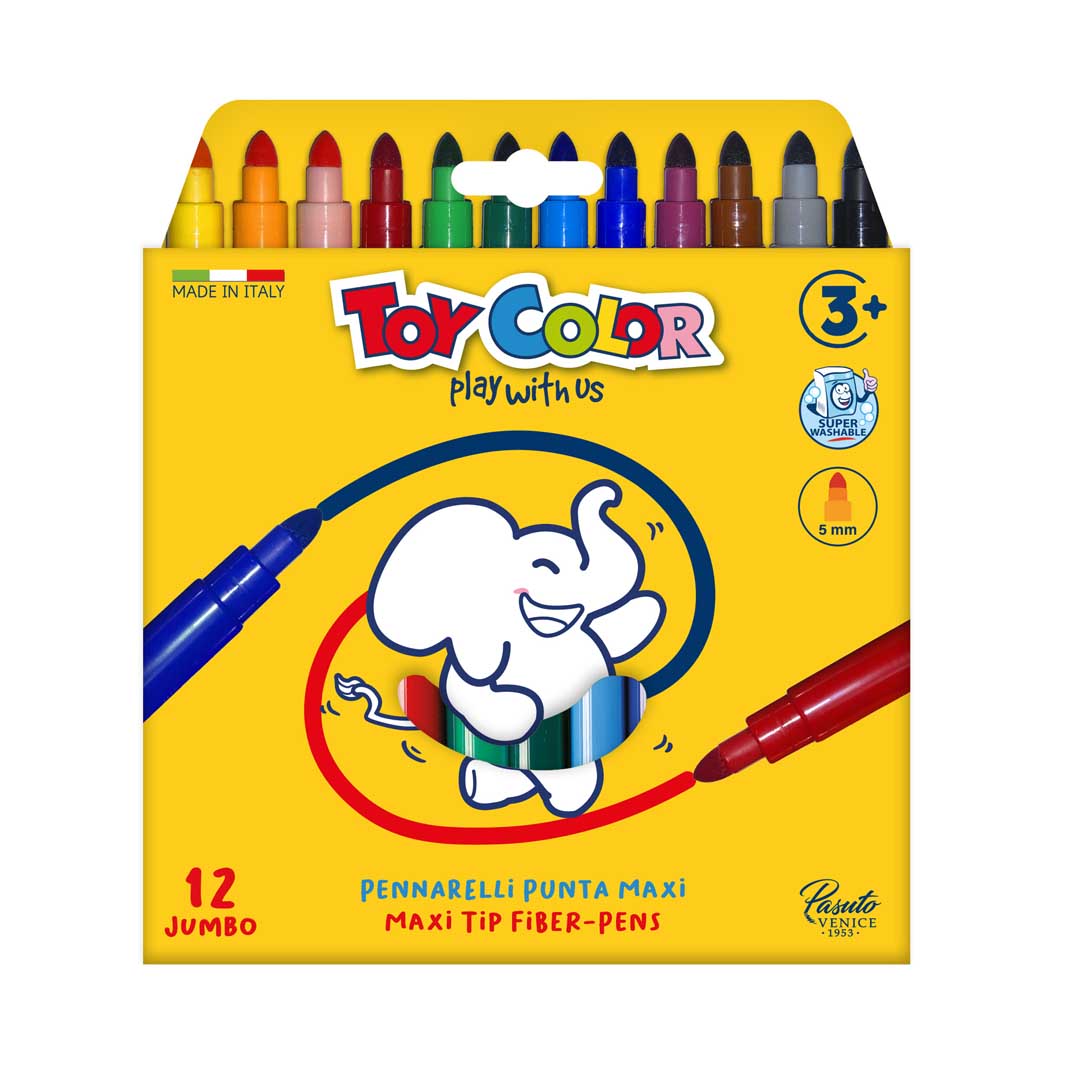 Box of 12 Jumbo fiber-pens – Toy Color by Pasuto Srl